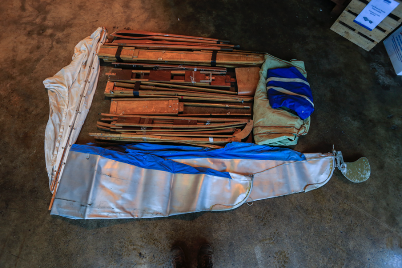 Vintage British Granta folding double kayak with paddles and sail - The ...